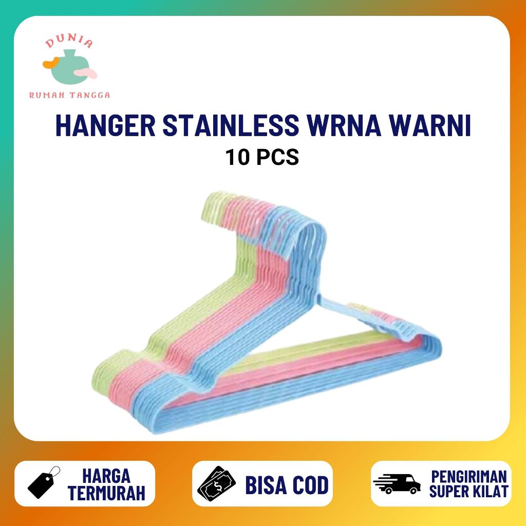 Jual [DRT] Hanger Gantungan Baju Stainless Serbaguna Warna Warni Isi 10 ...