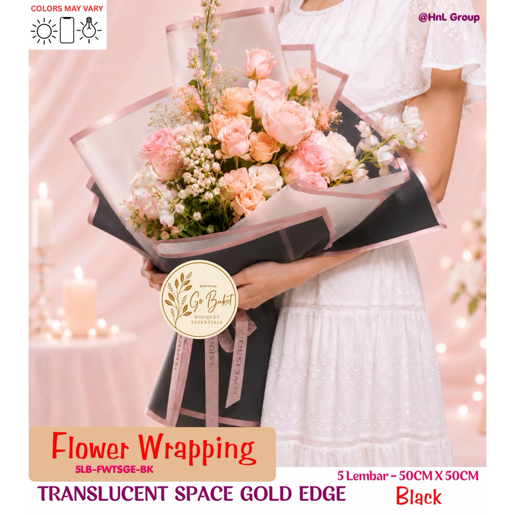 Jual ( 5 Lembar ) TRANSLUCENT SPACE GOLD EDGE - FLOWER WRAPPING PAPER ...