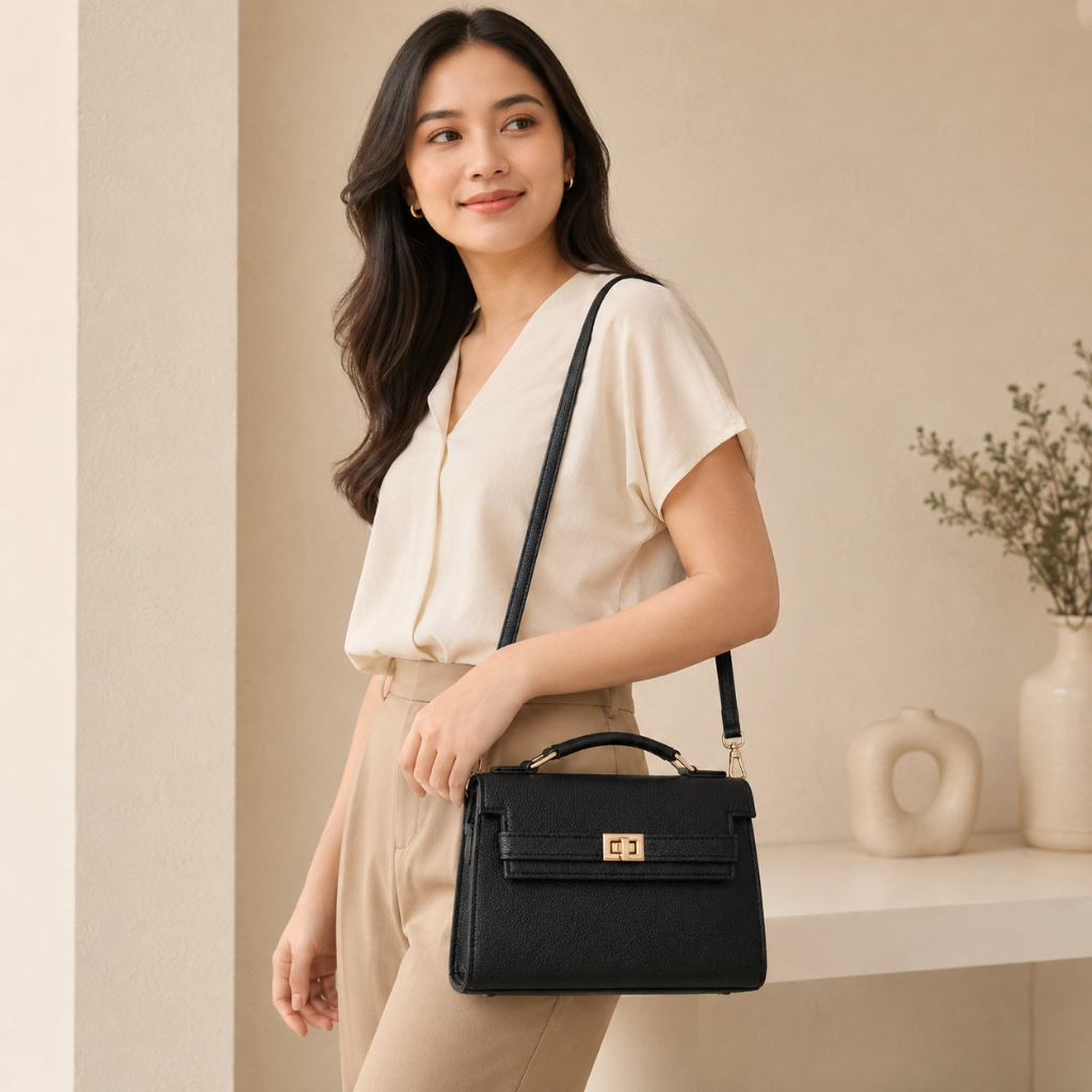 Jual Tas Selempang Wanita Black Mini Handbag Formal Elegan Korean Style ...