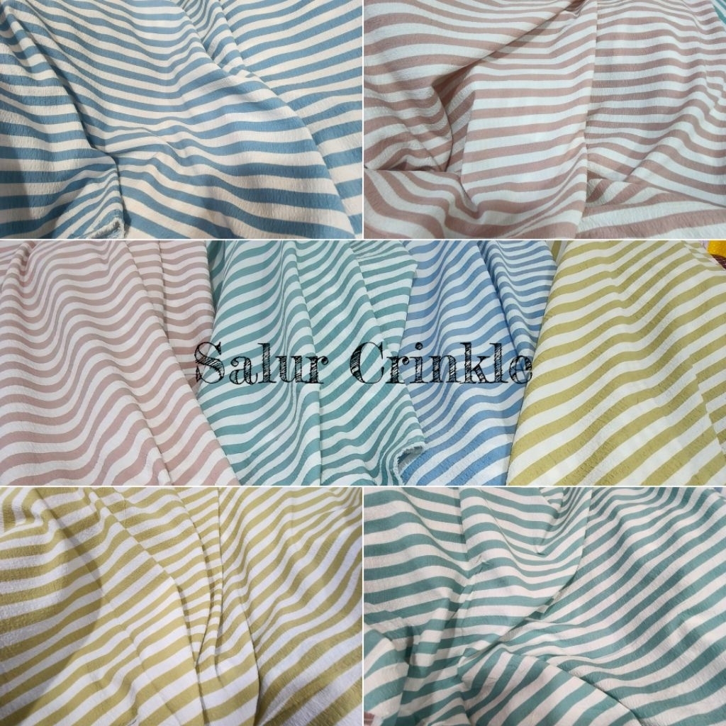 Jual Kumpulan Kain crinkle stripe/salur lembut Dan Jatoh (harga 0.5mtr ...