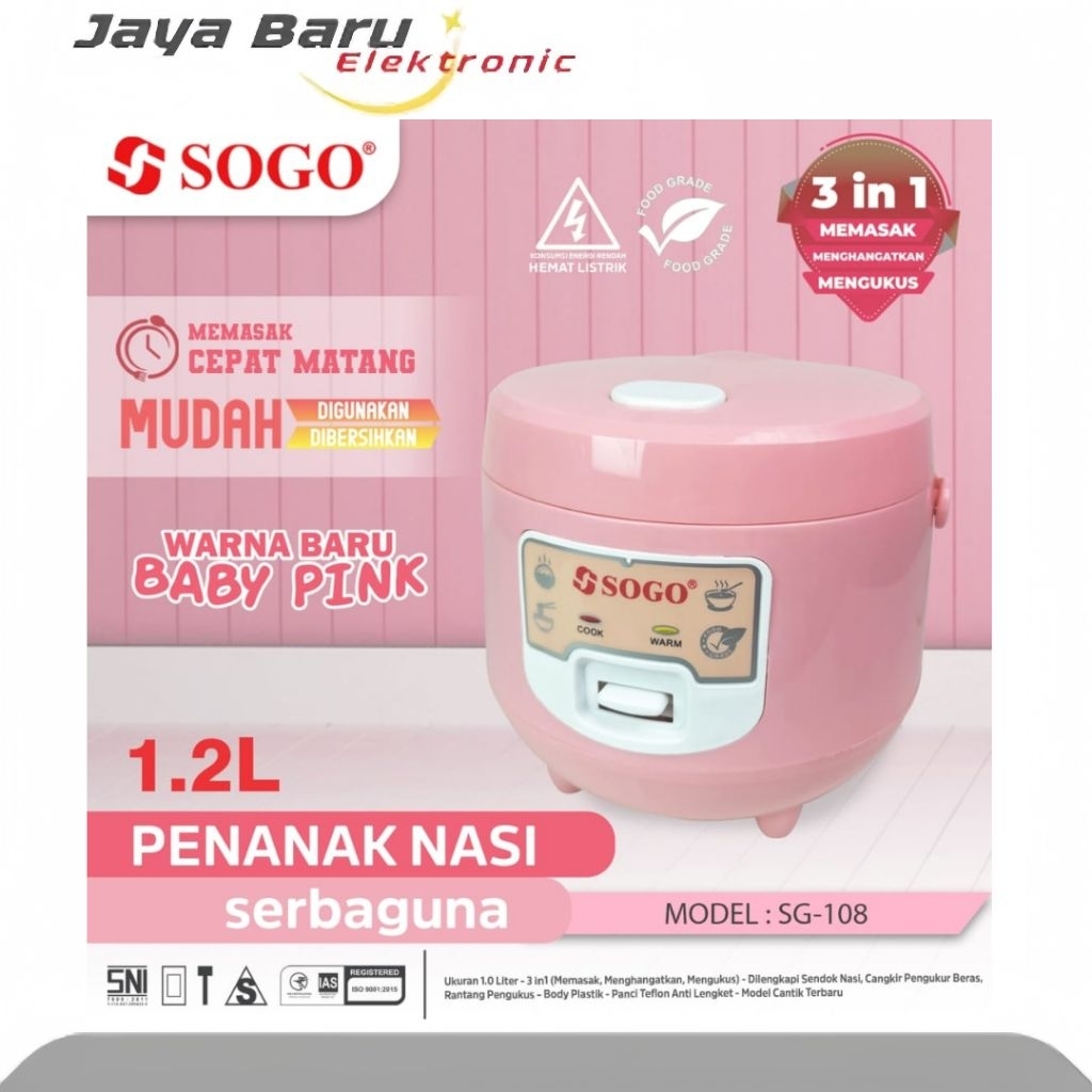 Jual SOGO 1,2 Liter Magic com Pinky Penanak Nasi Serbaguna 3in1 ...