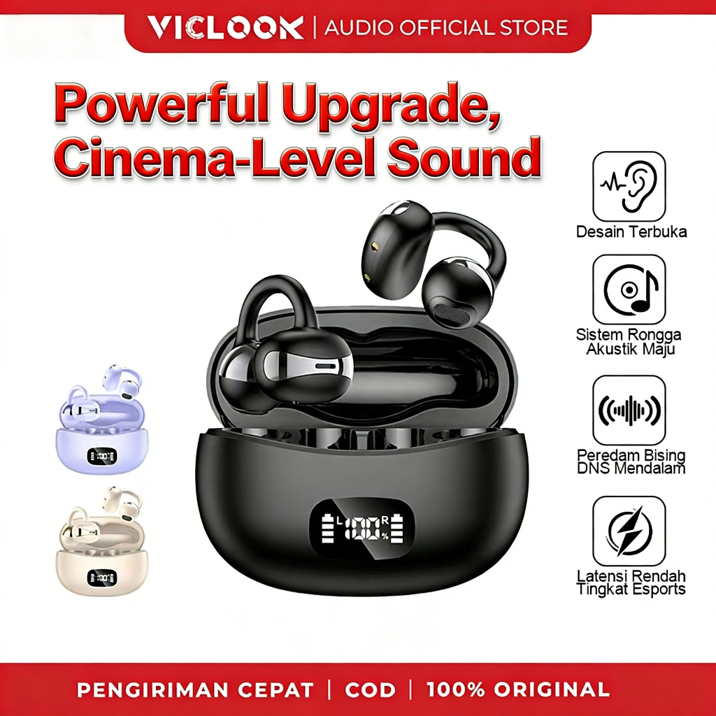 Jual VICLOOK Open-Ear Clip Headphones/Harbuds Earphone Jepit Telinga ...