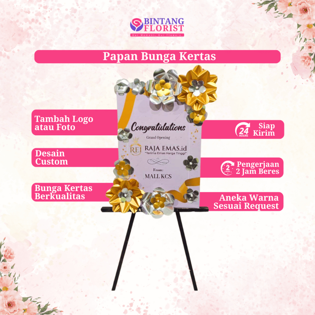 Jual Karangan Bunga Papan Kertas 60x40 Model Minimalis Elegan untuk ...
