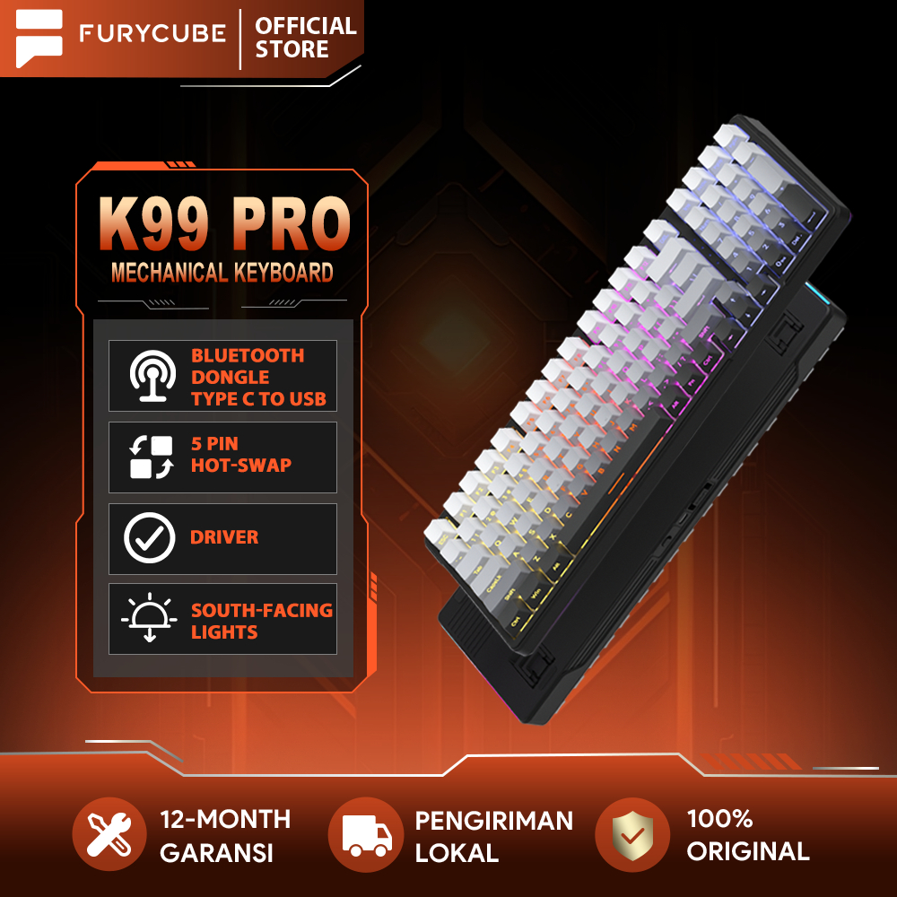 Jual Furycube K99 PRO Gradient Mechanical Keyboard Wireless North ...