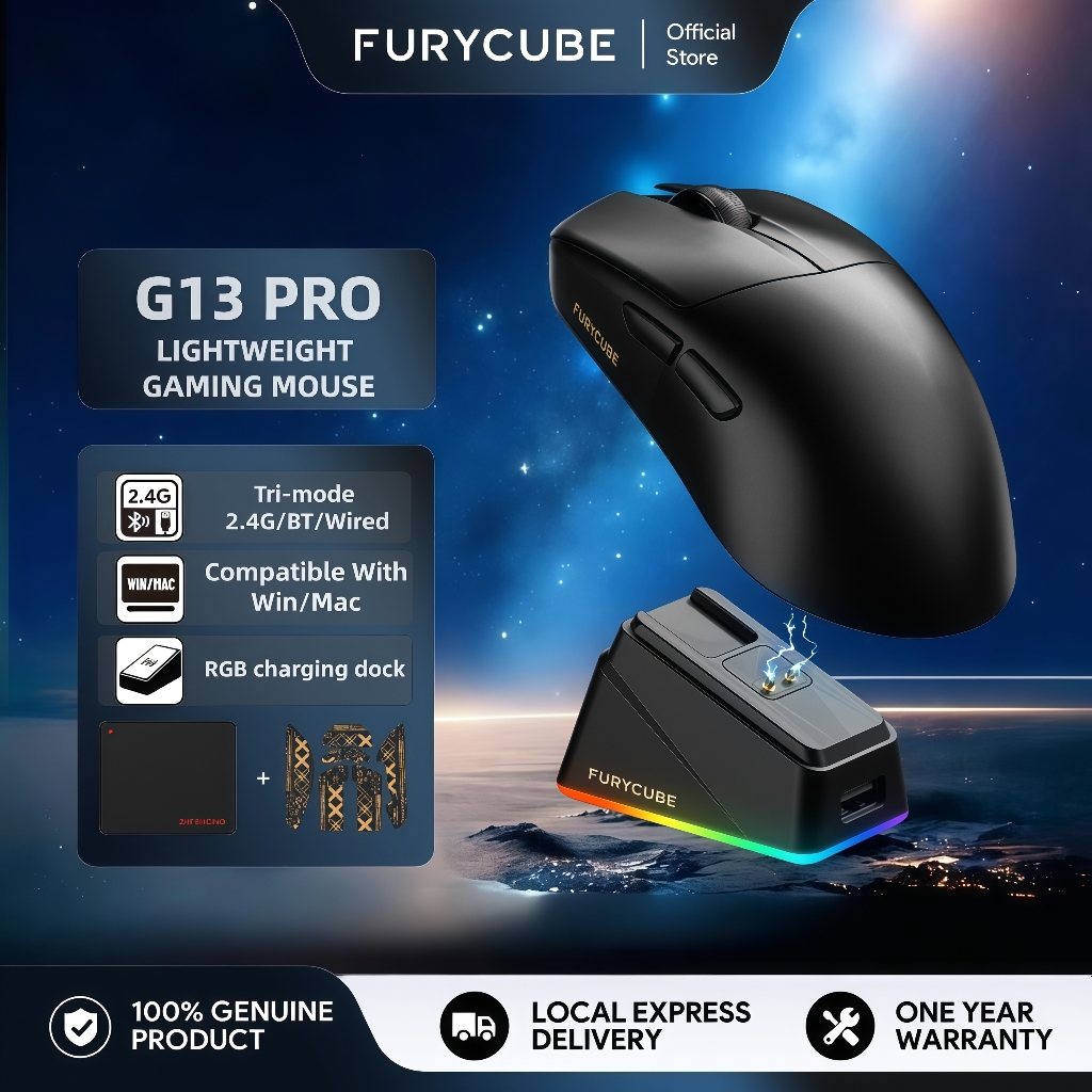 Jual FURYCUBE Wireless Mouse G13 Pro Sensor 3311 For Medium Large Hands ...