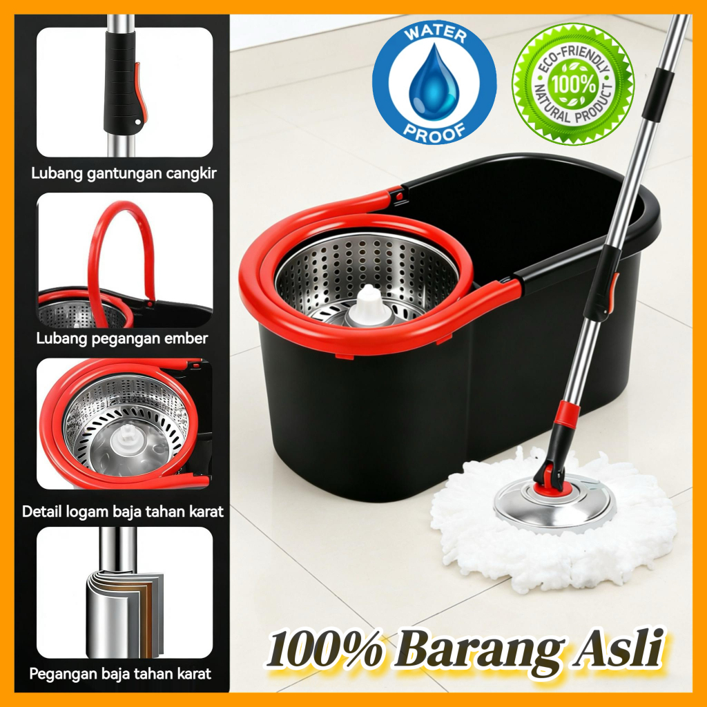 Jual Alat Pel Lantai Spin Mop Putar 360 Derajat - Set Alat Pel ...
