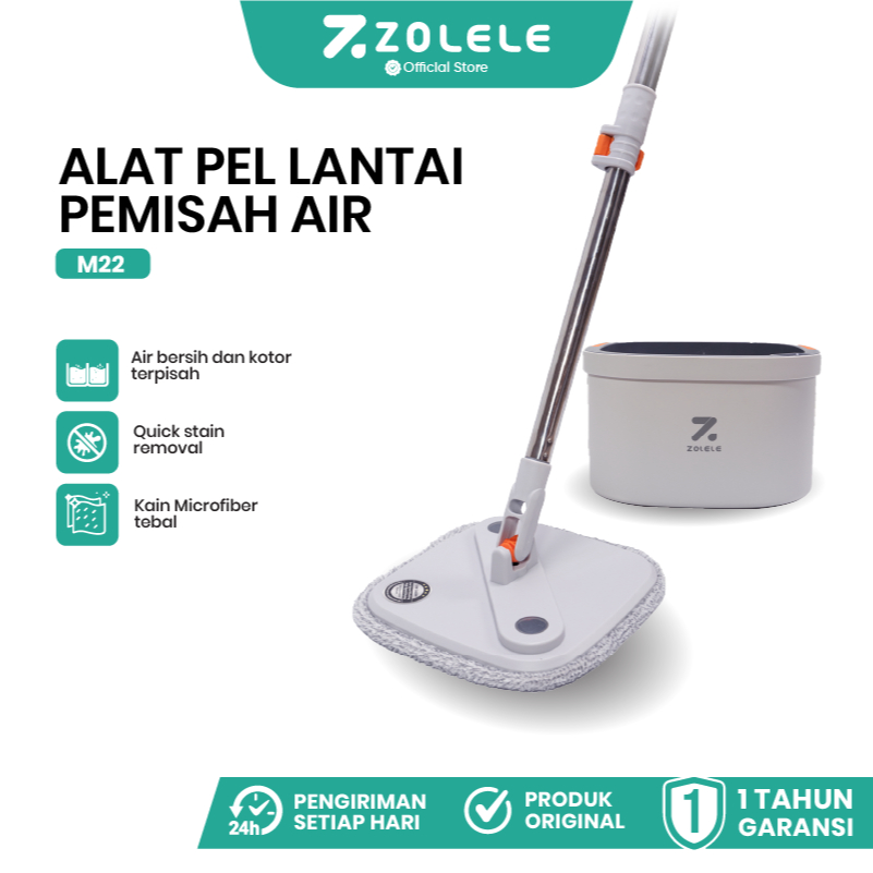Jual ZOLELE M22 Alat Pel Yang Bisa Muter Self Wash Spin Mop Flat Mop ...