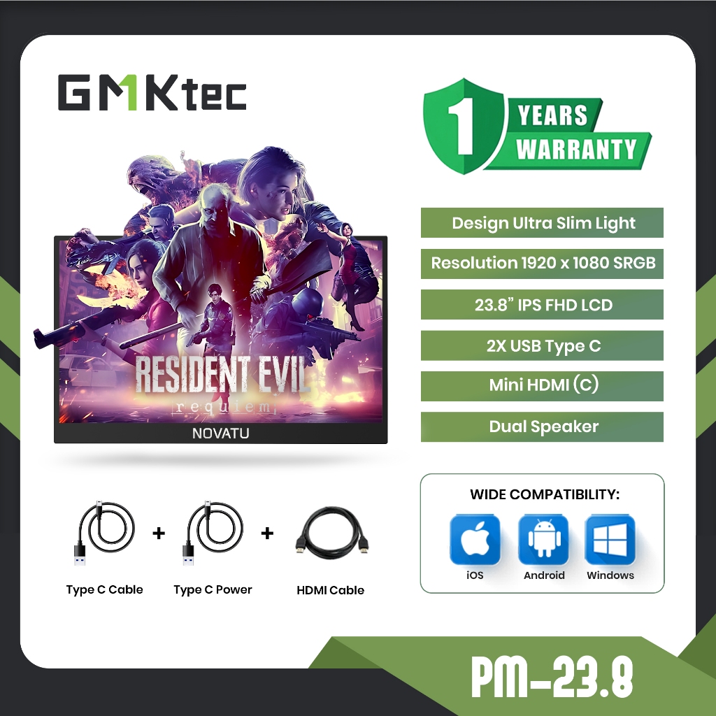 Jual Monitor Gaming Portable NOVATU PM 23.8inc Ultra slim design - IPS ...