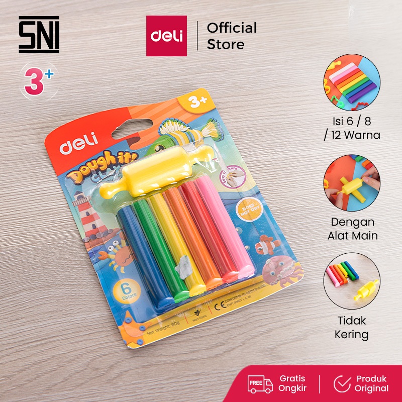 Jual Deli Genius Plastisin Lilin Mainan dengan Alat Main 6 / 8 / 12 ...