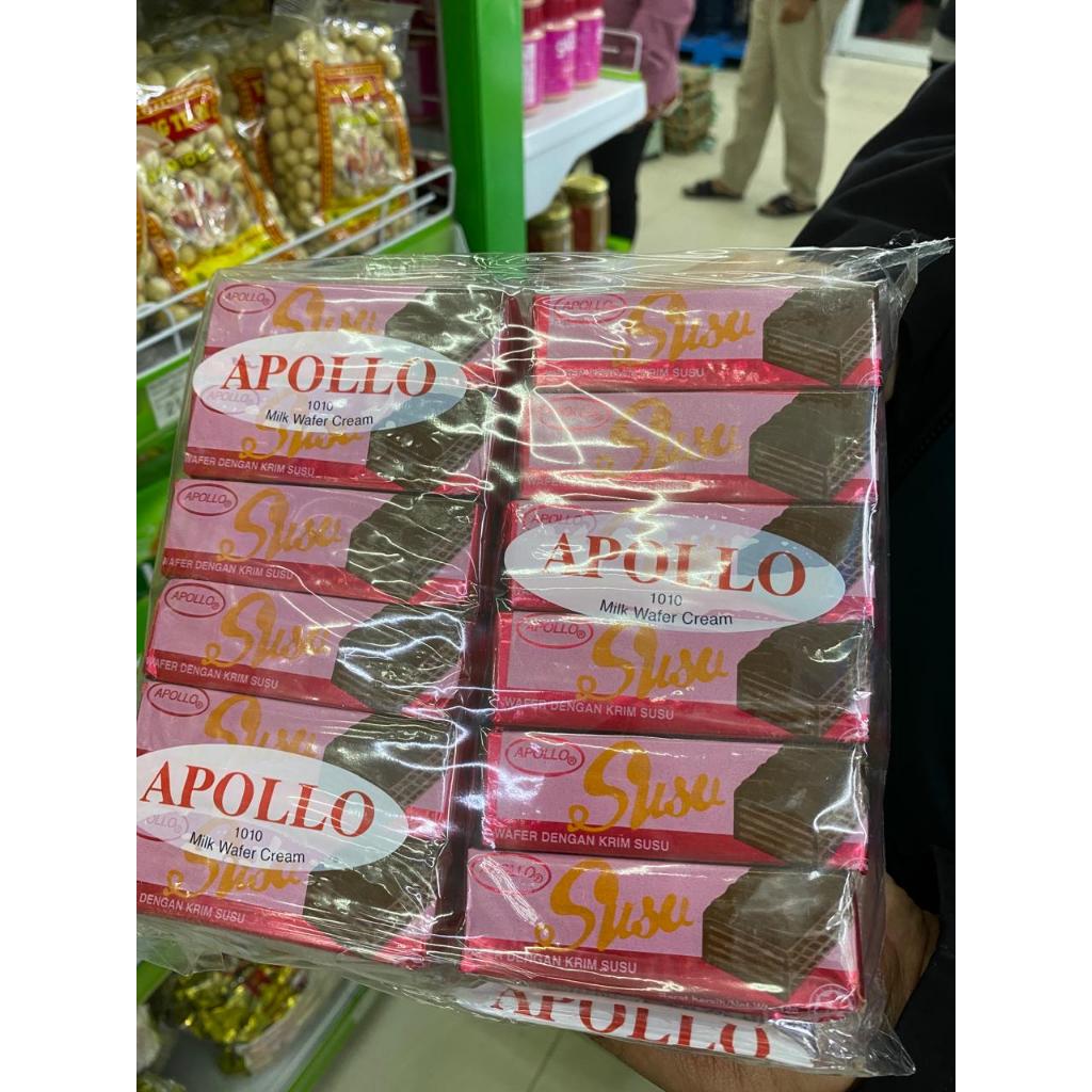 Jual [Snack Malaysia] Apollo Wafer Susu dan Cokelat 24 x 12g - Renyah ...