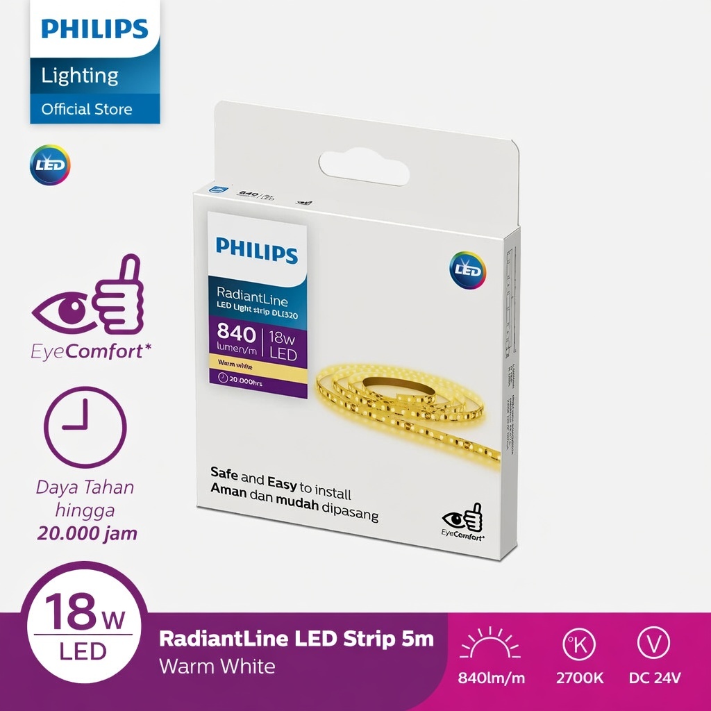 Jual Philips LED Strip DLI 31059 HV LED TAPE 3000K Kuning | Shopee ...