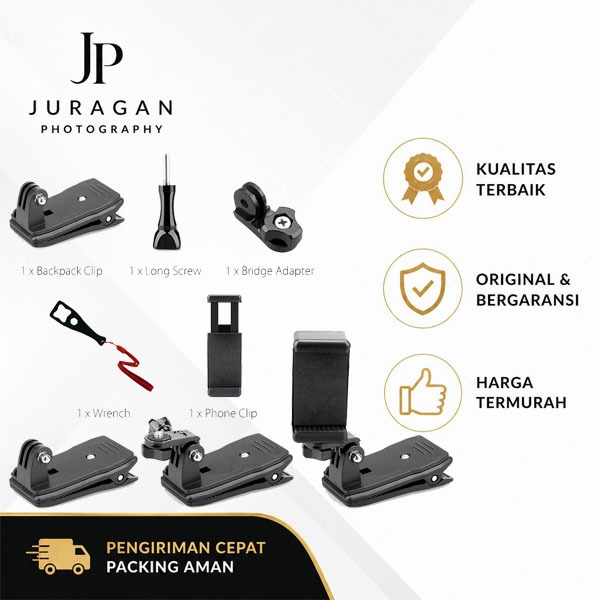 Jual JP Klip Holder HP dan Action Cam di Tali Strap Tas Dada Clip Clamp ...