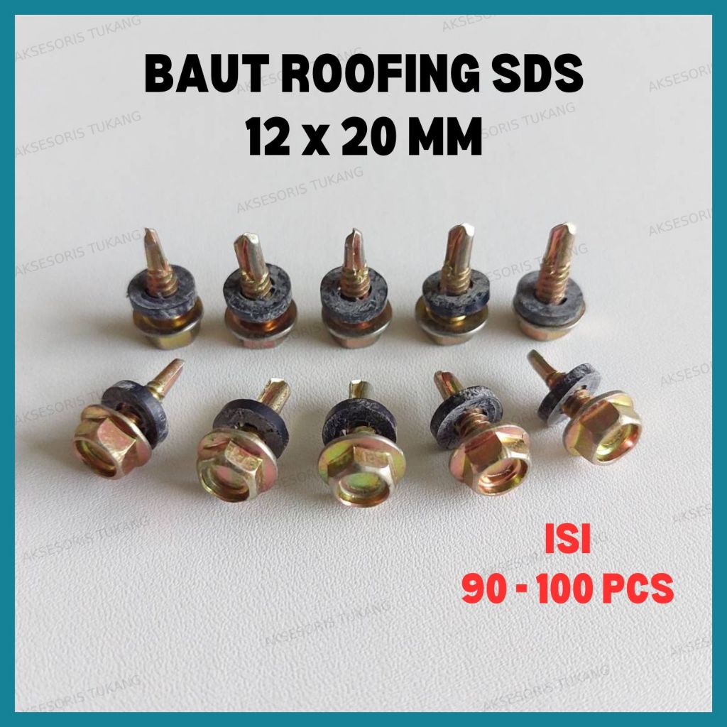 Jual Baut Roofing 12x20 2cm Isi 90 Pcs Skrup Baut Baja Ringan SDS 12 x ...