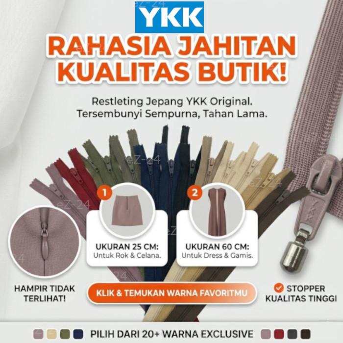 Jual YKK Invisible Zipper - Resleting Ritsleting Sleting Jepang ...