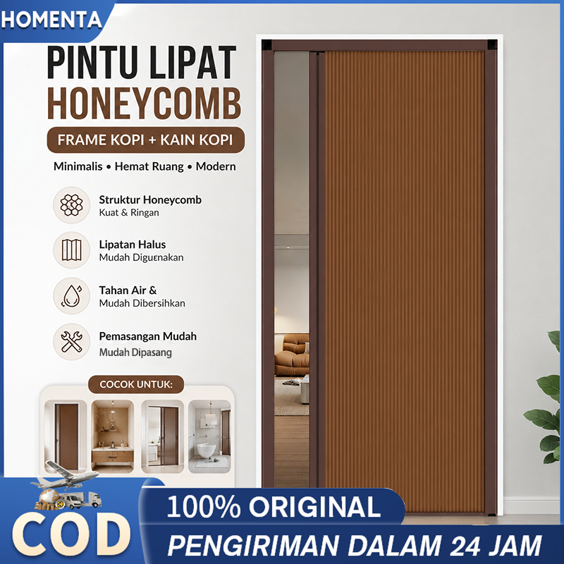 Jual Homenta Pintu Lipat Honeycomb Frame Kopi Full Set Minimalis Modern ...