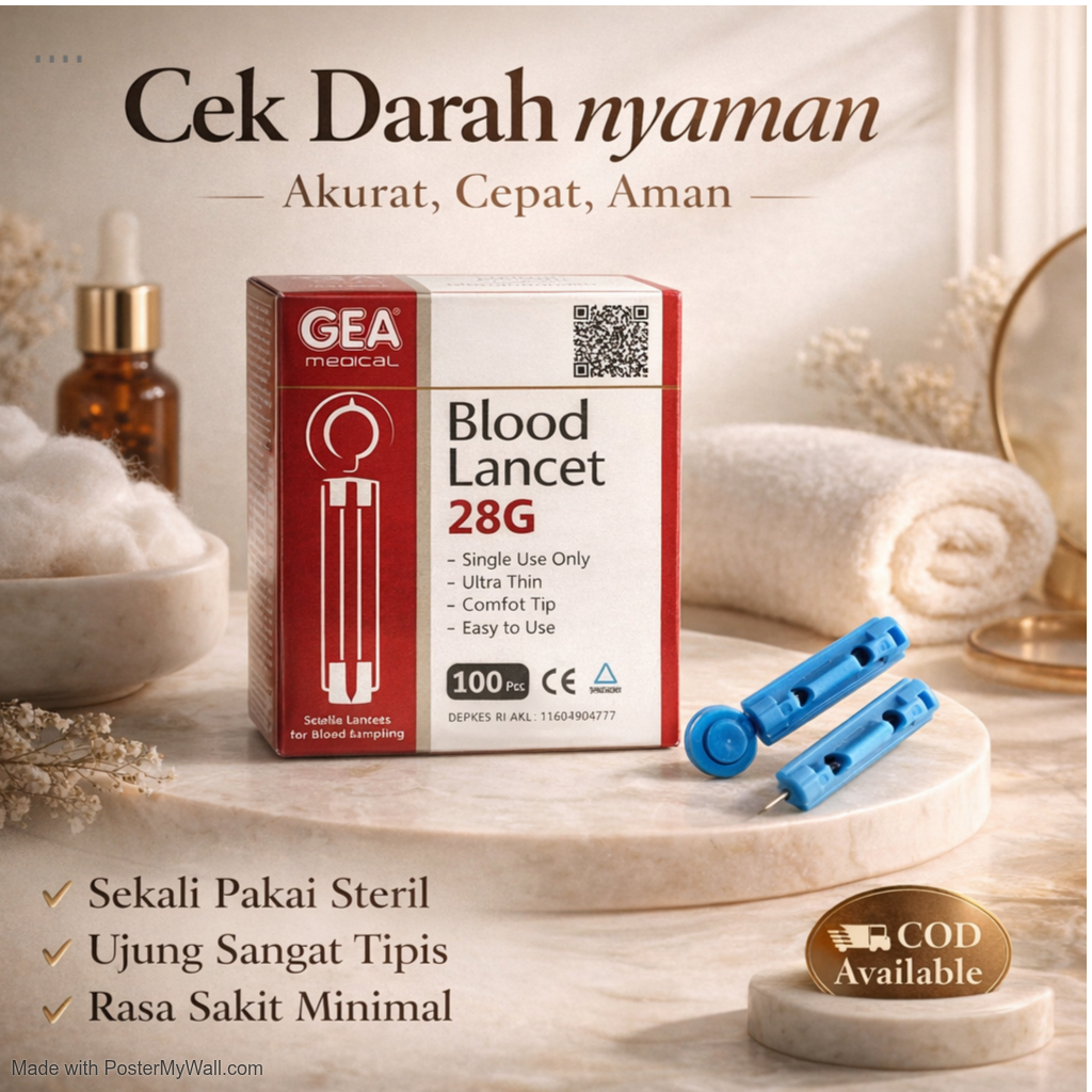 Jual GEA Sterile Lancet 28G Isi 100 Test Ambil Sample Darah | Shopee ...