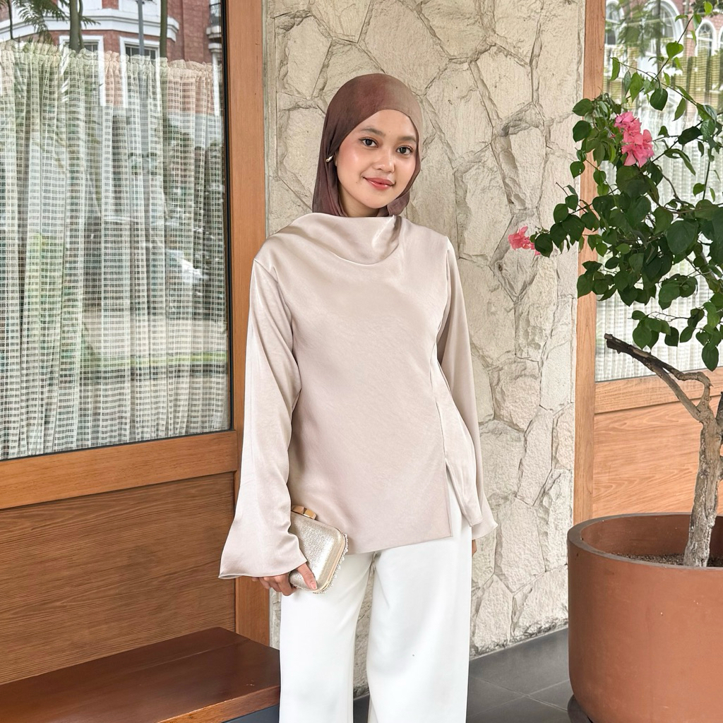 Jual Ghamara•ESME BLOUSE | atasan silk premium wanita panjang ...