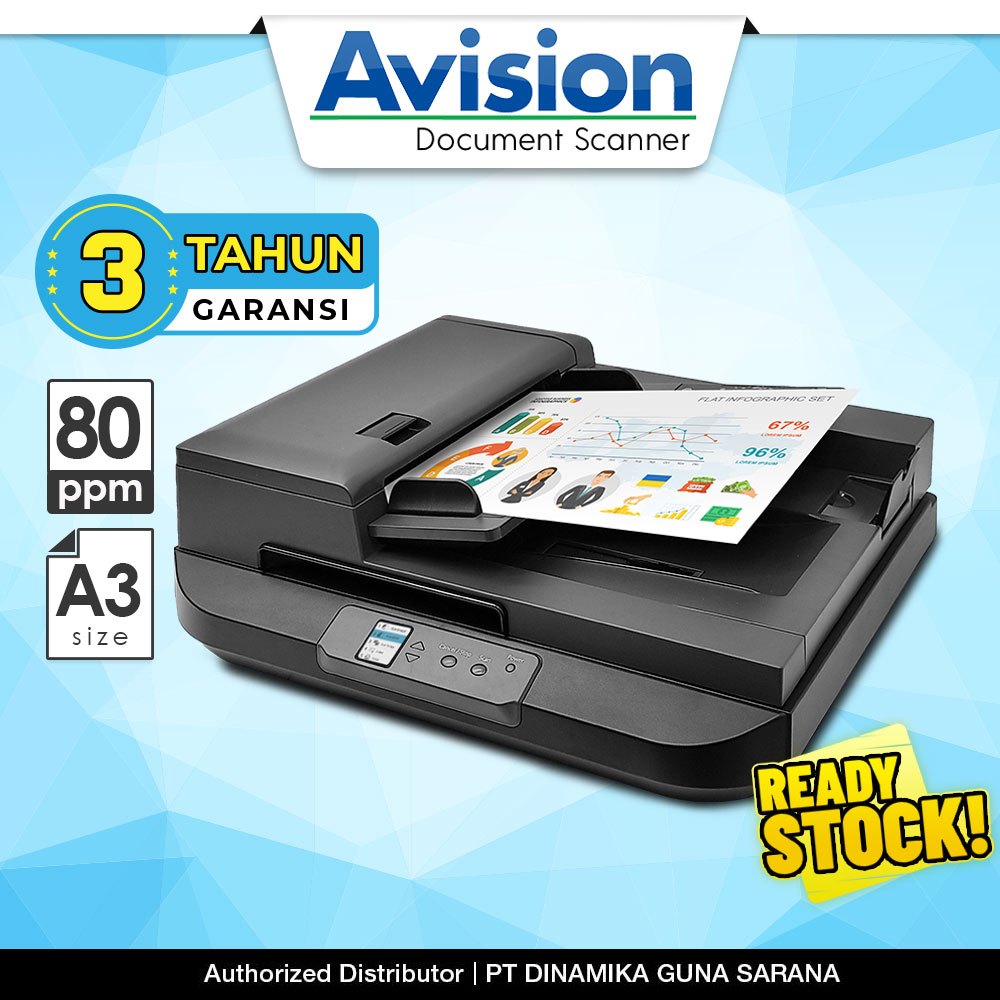 Jual Scanner Avision AD5800 - Flatbed+ADF- A4/F4/Legal/A3 - 80 Lembar ...