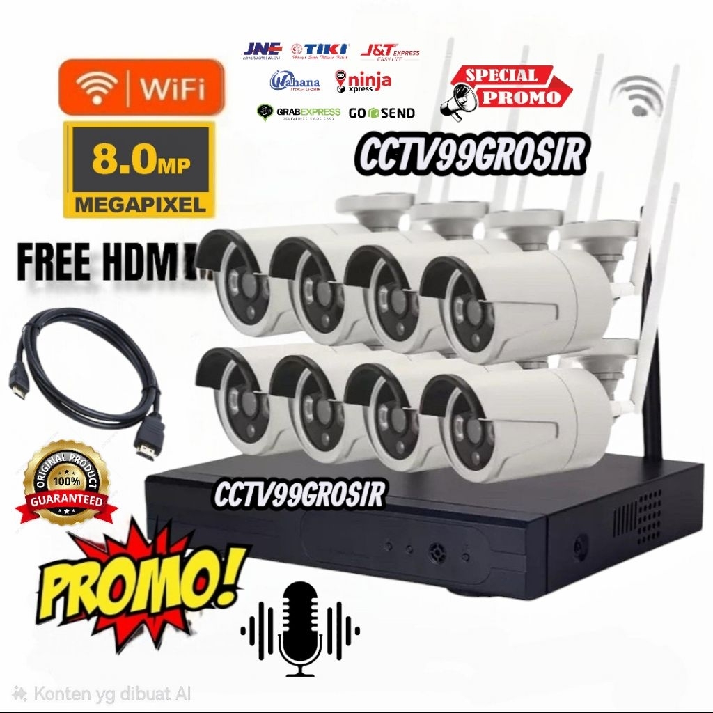 Jual New Paket Cctv Nvr Kit 8ch 8Mp Turbo HD Outdoor IP Wireless + HDD ...