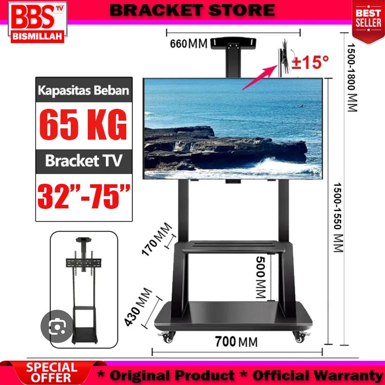 Jual Bracket Standing TV LED 32 40 43 50 55 60 65 75 Inch, Universal ...