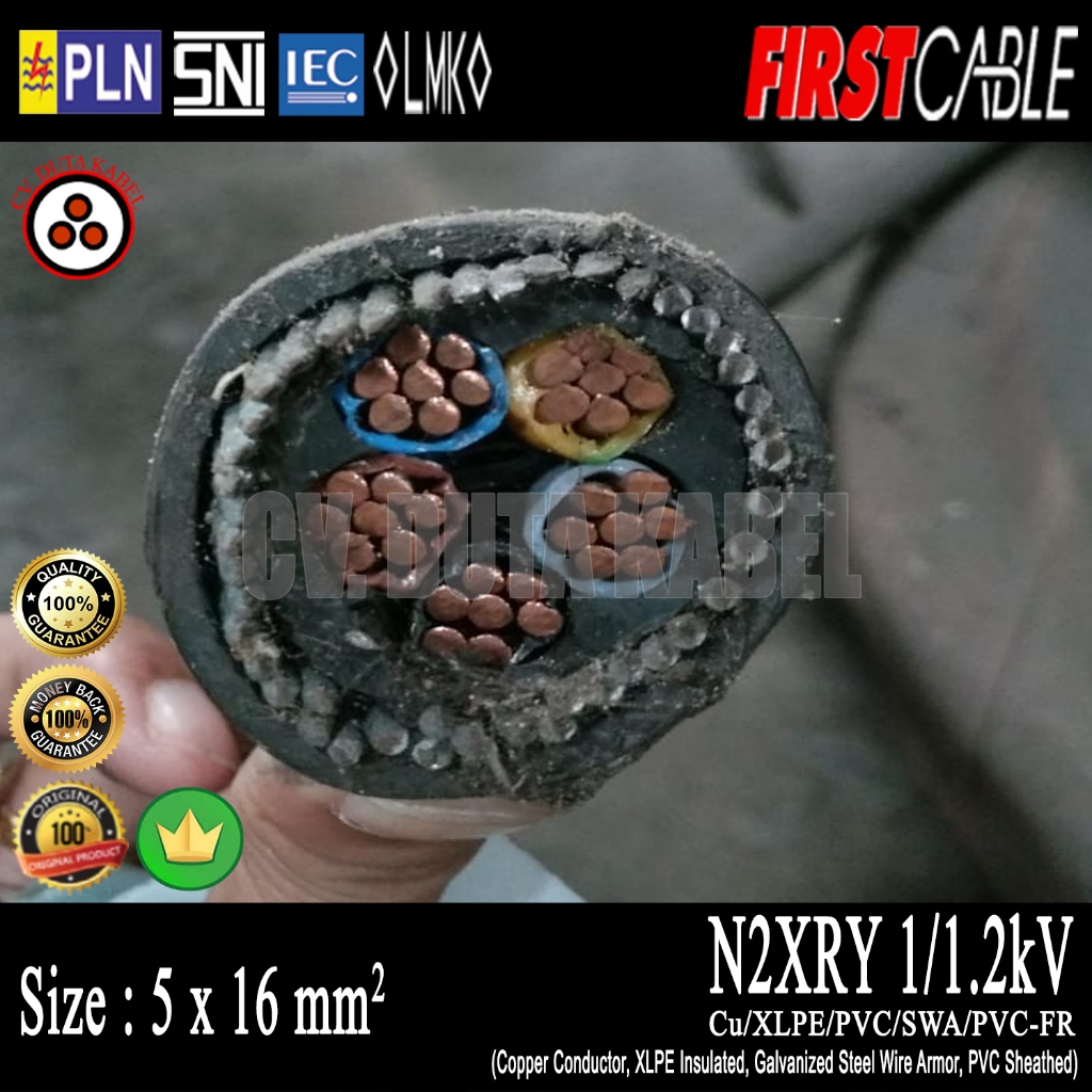 Jual Kabel N2XRY 5x16 mm2 FIRST CABLE (Cu/XLPE/SWA/PVC) 5x16 mm/5 x 16 ...