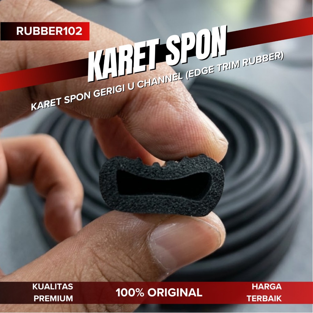 Jual Karet spon gerigi U channel/Edge trim rubber untuk list pintu/besi ...