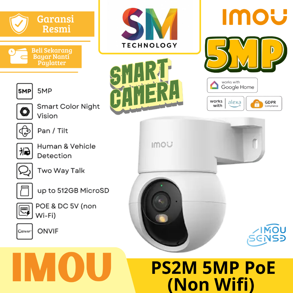 Jual IMOU CCTV PS2M 3MP/5MP POE (Non Wifi) IP Camera Indoor Pan/Tilt ...