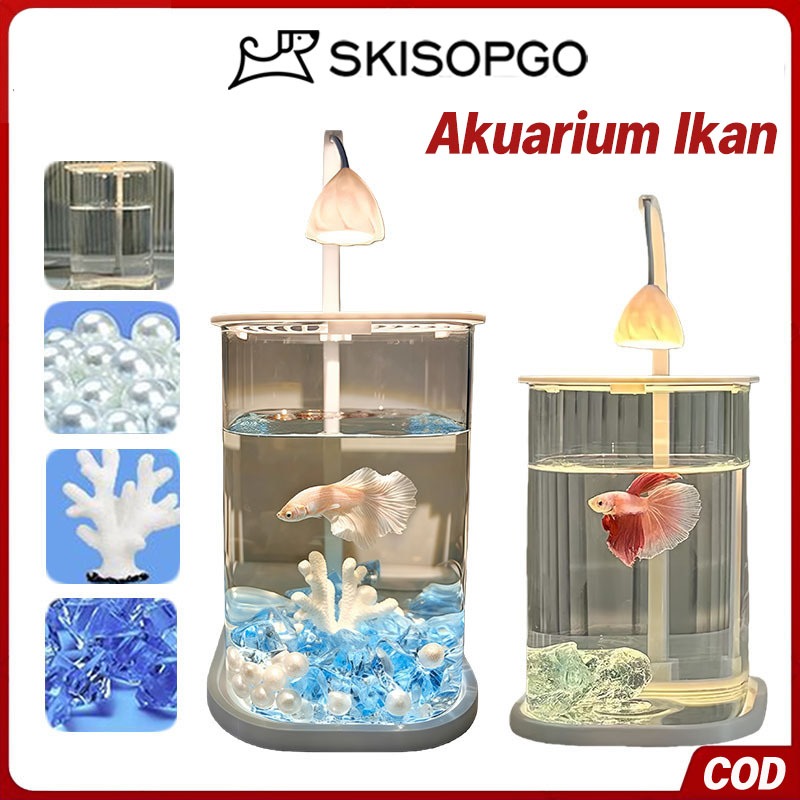 Jual SKISOPGO Akuarium Ikan Mini Transparan Akuarium Mini Lanskap ...