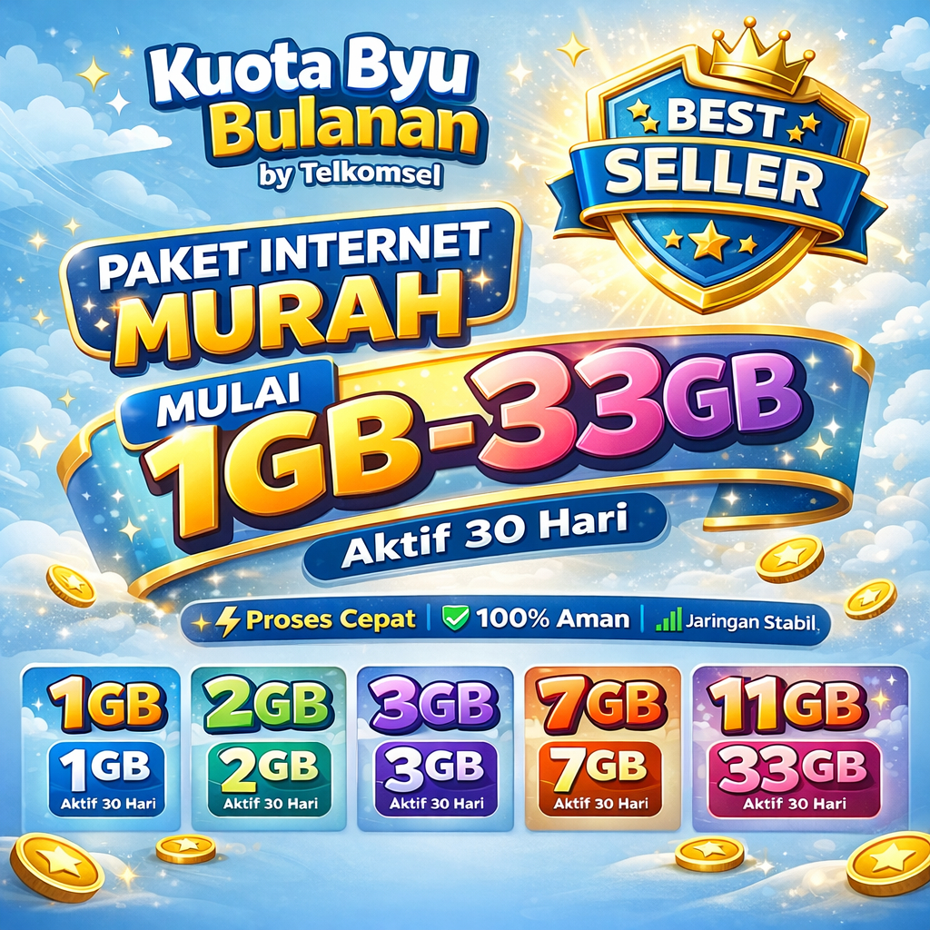 Jual Paket Data Kuota Byu By.u 1gb 3gb 6gb 12gb 20gb 23gb | Shopee ...