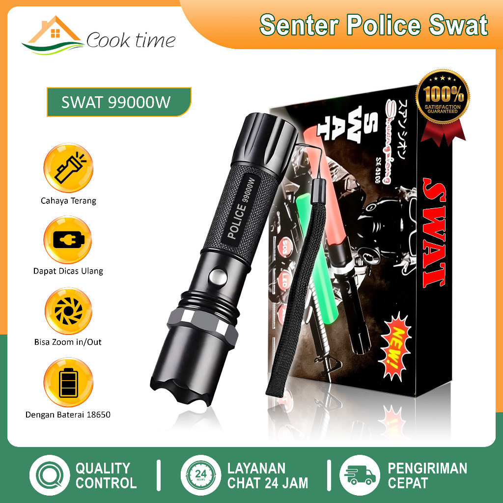 Jual (CT) Senter police swat cone lalin /senter led super terang ...