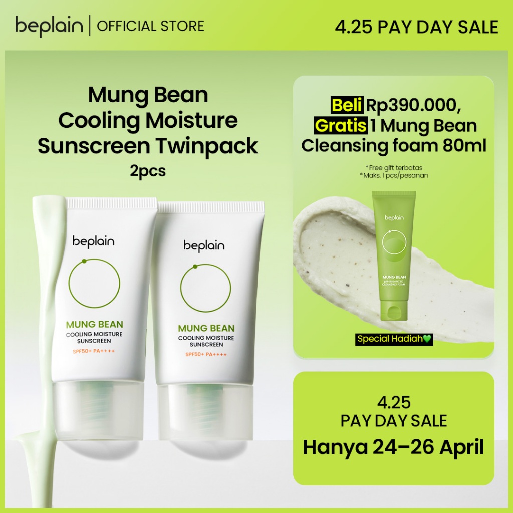 Jual BEPLAIN MUNG BEAN COOLING MOISTURE SUNSCREEN 50ml TWINPACK | 2x ...