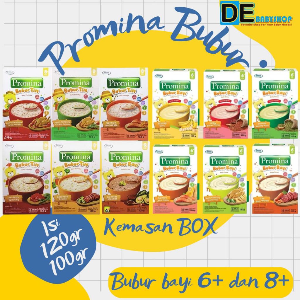 Jual PROMINA Bubur Bayi MPASI - 120gr & 100gr / 6+ dan 8+ Bubur Tim ...