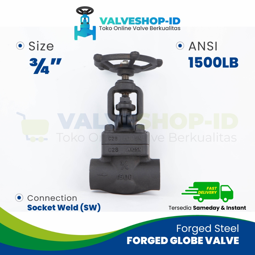 Jual Forged Globe Valve 3/4" Inch 1500LB Forged Steel A105N Socket Weld ...
