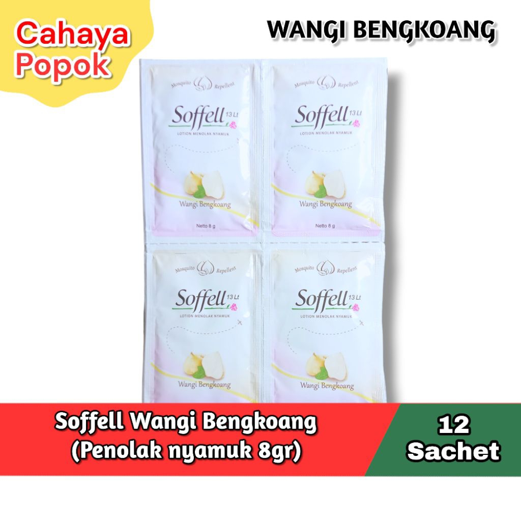 Jual Soffell Lotion Anti Nyamuk 10 gr Jumbo (12 Sachet) Wangi Bengkoang ...