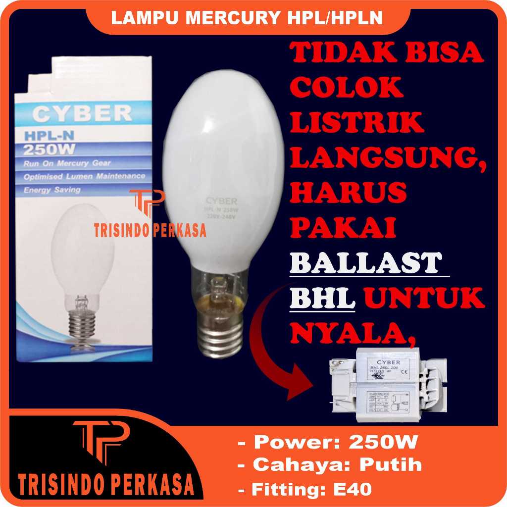 Jual Lampu Mercury HPL / HPL-N / HPLN 250W 250 watt E40 HG Bola Lampu ...