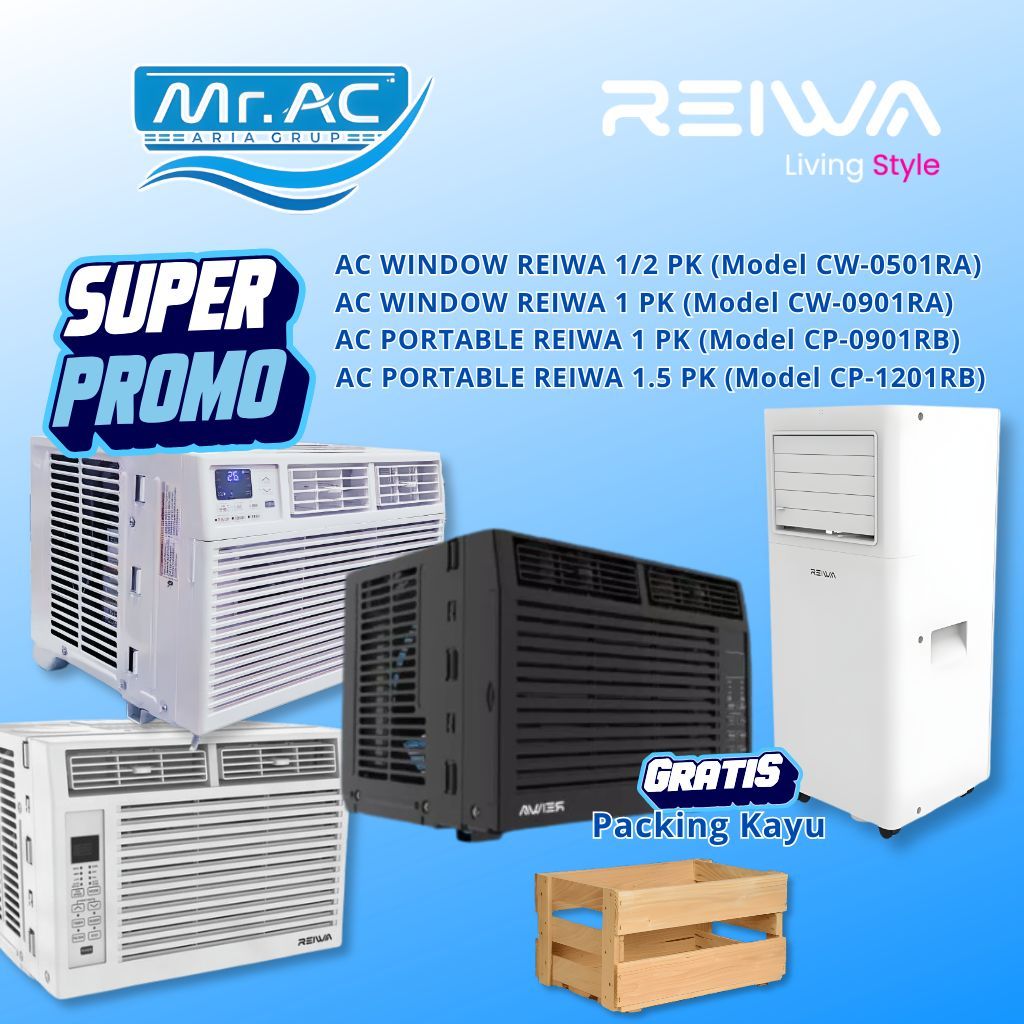 Jual AC REIWA Window & Portable 0.5 PK B | 1 PK | 1.5 PK Low Watt - AC ...