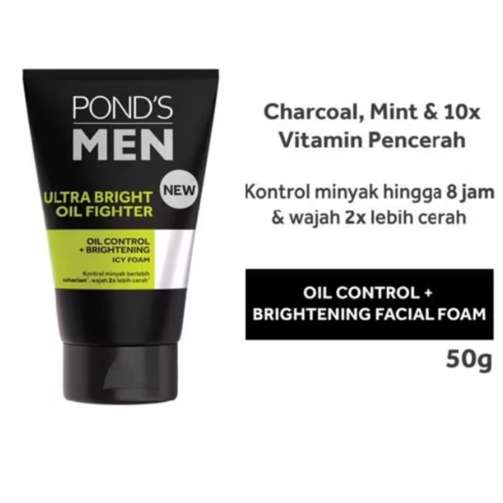 Jual Ponds MEN Ultra Bright Oil Fighter facial foam 50gr (Kemasan Lama ...
