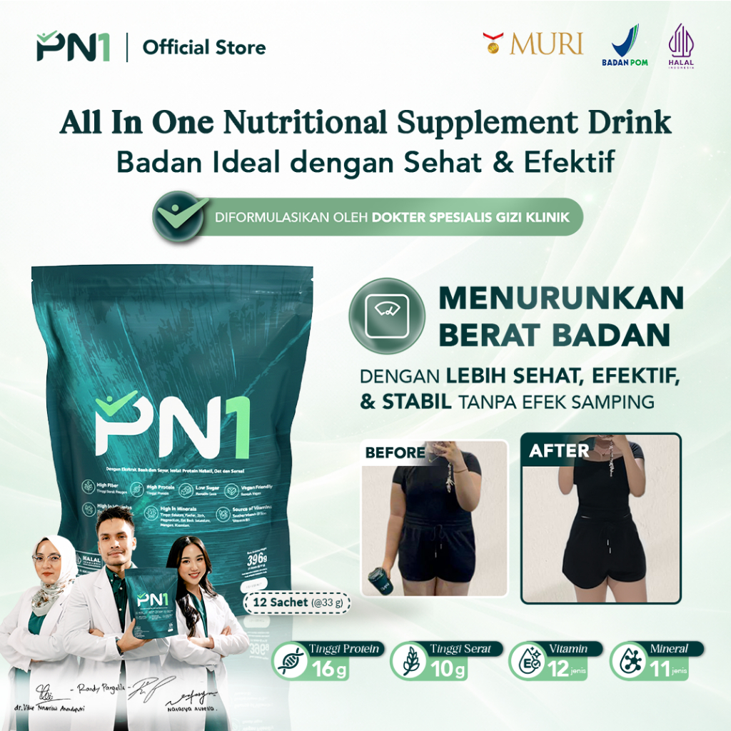 Jual PN1 1 Pouch (12 Sachet) - All in One Nutritional Supplement Drink ...