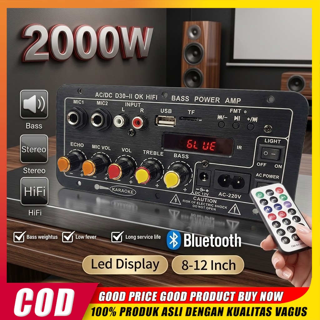 Jual D30-II 2000W Amplifier Board Bluetooth 5.0 USB Karaoke Digital ...