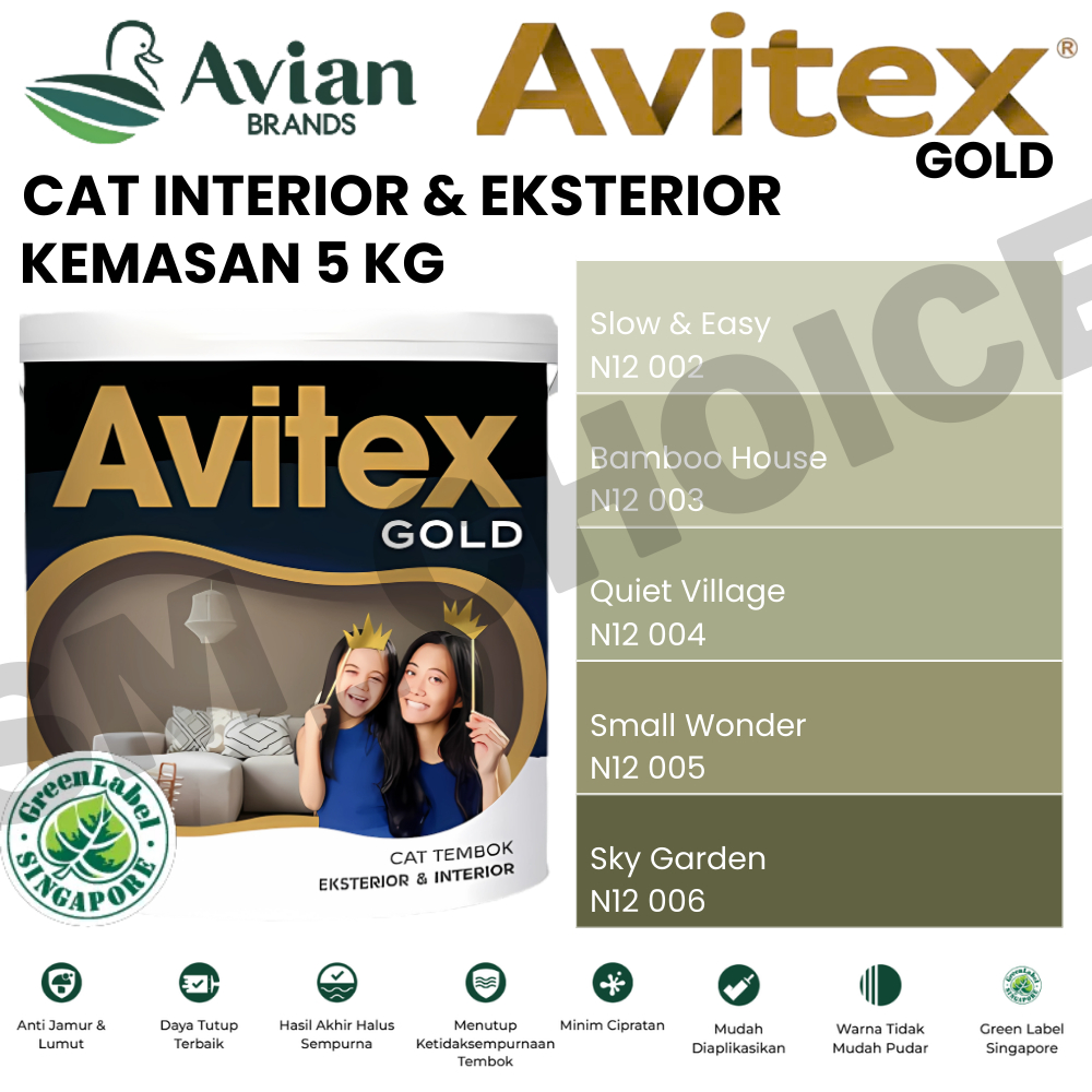 Jual AVIAN AVITEX GOLD 5KG CAT TEMBOK 5KG HIJAU SAGE / SAGE GREEN ...