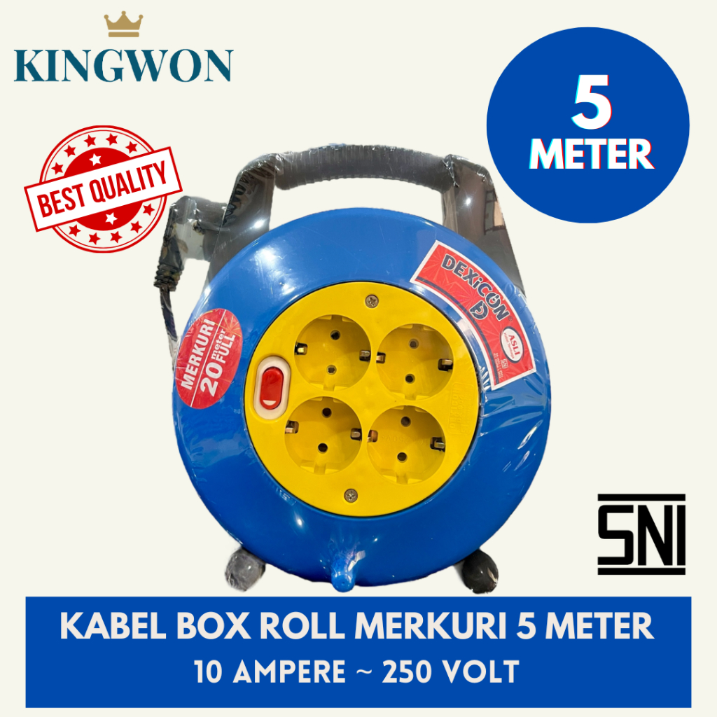 Jual BOX KABEL ROLL 5 METER KABEL GULUNG 4 LUBANG COLOKAN STOP KONTAK ...