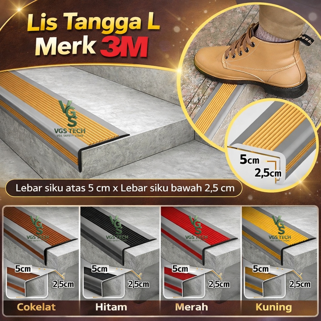 Jual Lis Tangga Pengaman Anti Selip Type L 5cm Merk 3M Step Nosing ...