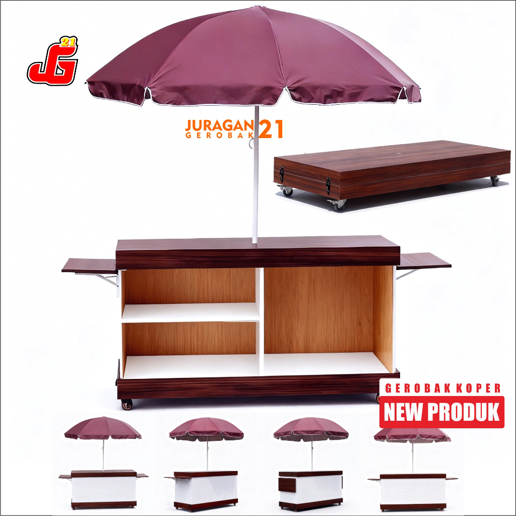 Jual Booth Portable Lipat Model Koper Jumbo Meja Samping | Gerobak ...