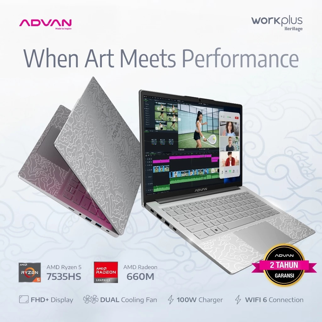 Jual ADVAN Workplus HERITAGE AMD Ryzen 5 7535HS RAM32GB SSD2TB 14'' IPS ...