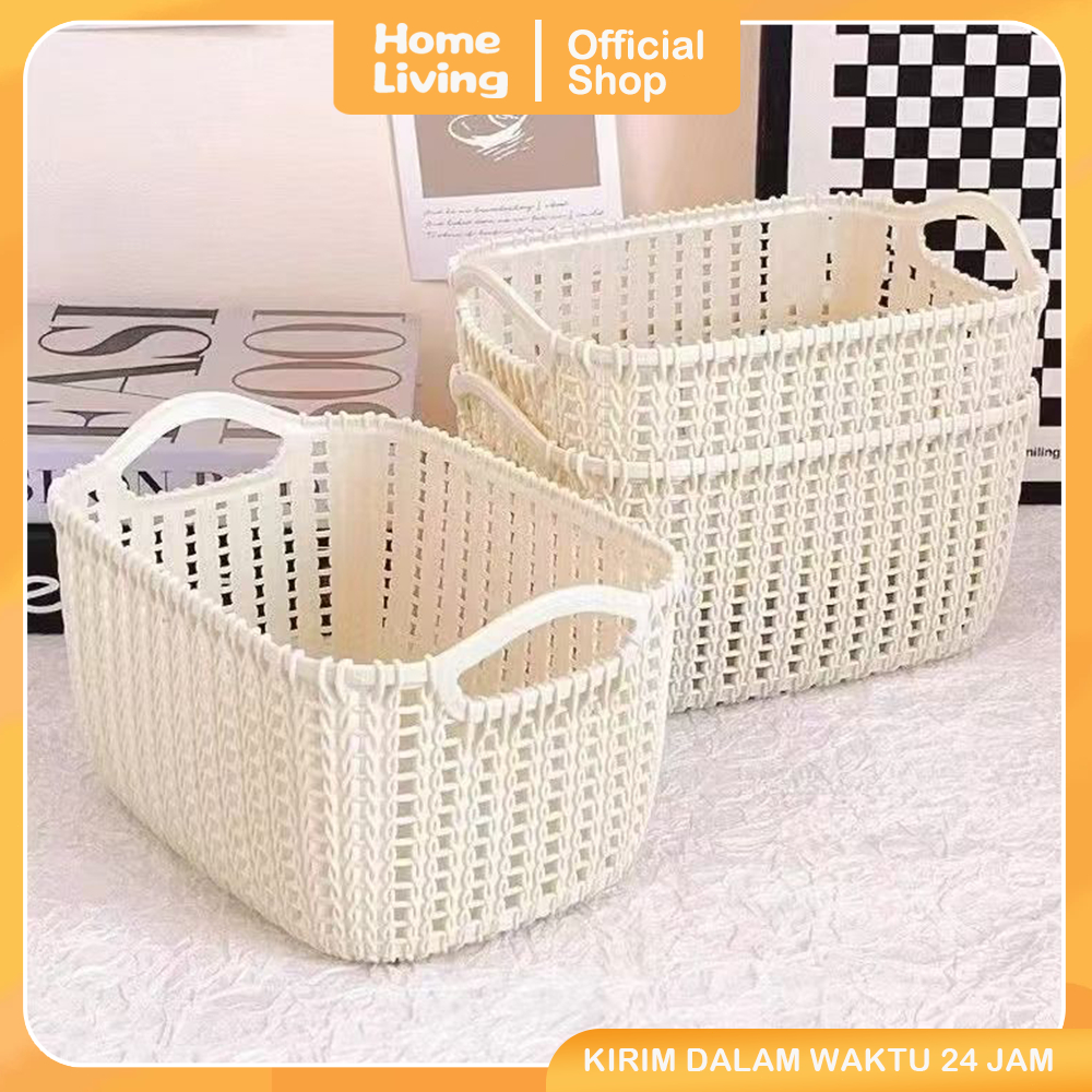 Jual Homeliving - Keranjang Serbaguna Plastik Motif Rotan Estetik ...