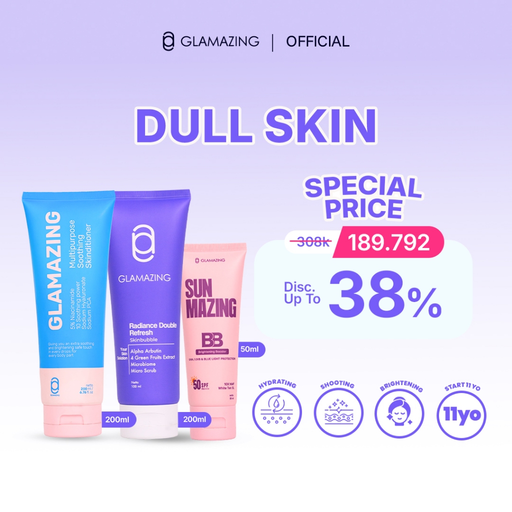 Jual GLAMAZING Bundle 3in1 Brightening Set - Paket Skincare Moisturizer ...