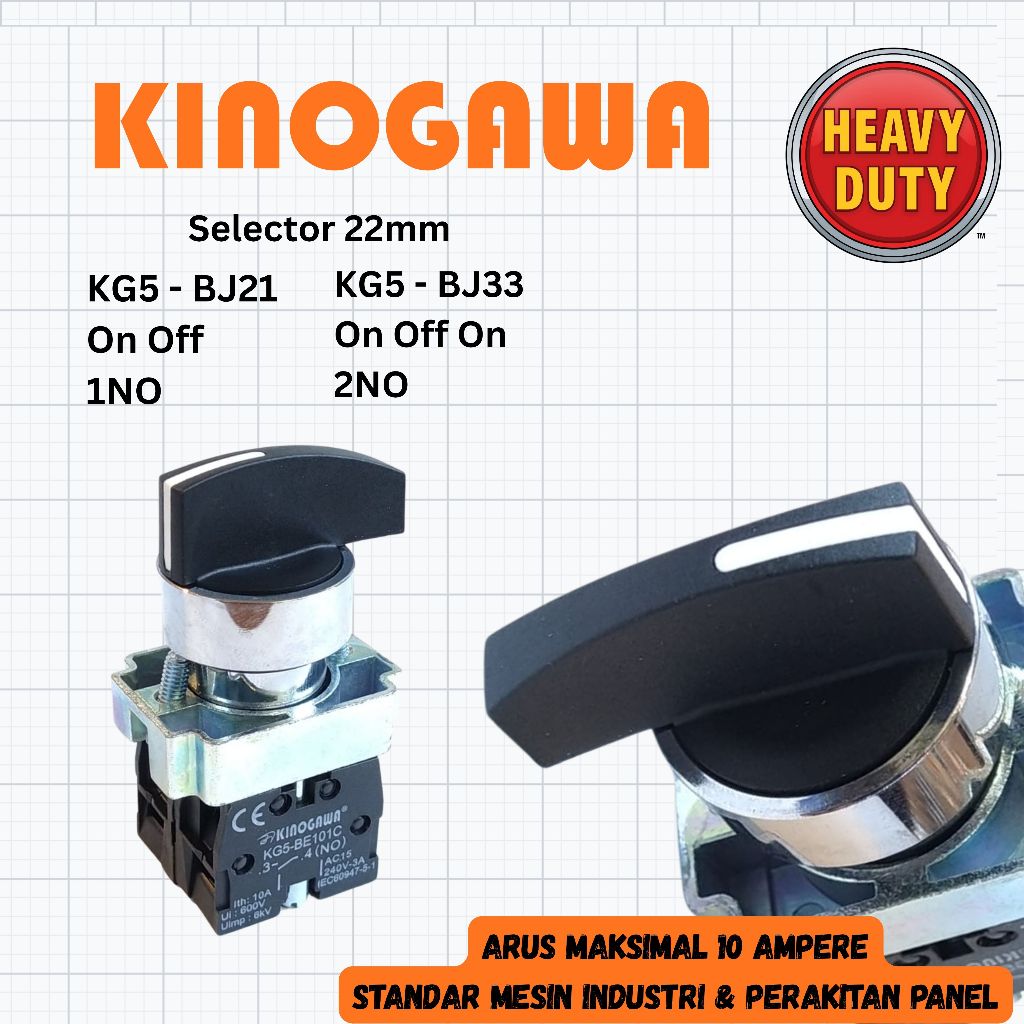 Jual KINOGAWA Selector Switch 22mm 2 Posisi ON OFF / 3 Posisi ON OFF ON ...