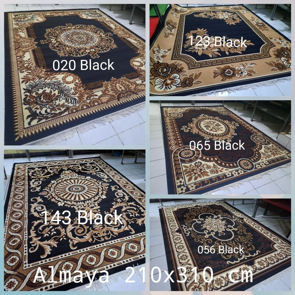 Jual Karpet Permadani Besar Jumbo Klasik Shafira Almaya Hitam Black Abu ...