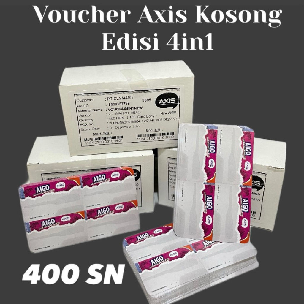 Jual Voucher Kosong Axis 4in1 isi 400 SN/pcs Edisi Terbaru, Exp ...