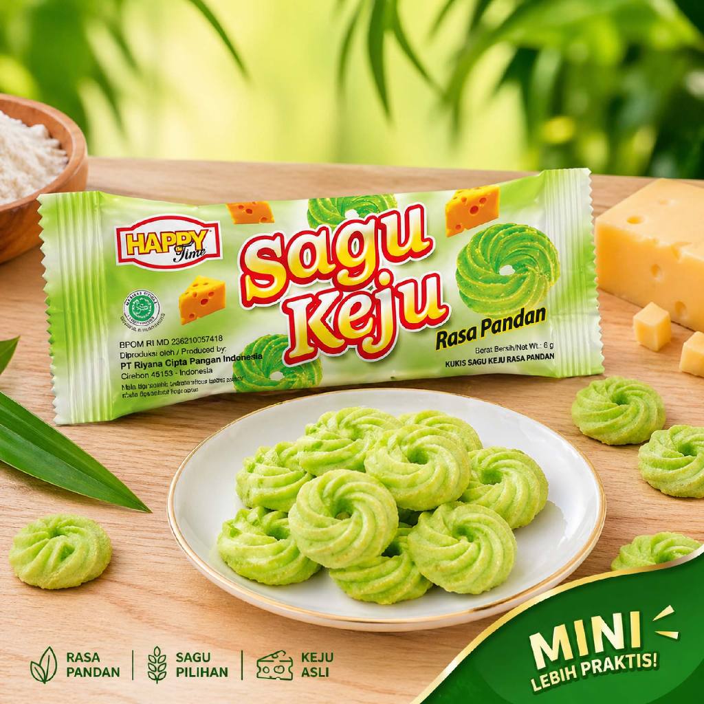 Jual HAPPY TIME - Sagu Pandan Mini Snack Kue Kering Pack Renceng (Isi ...